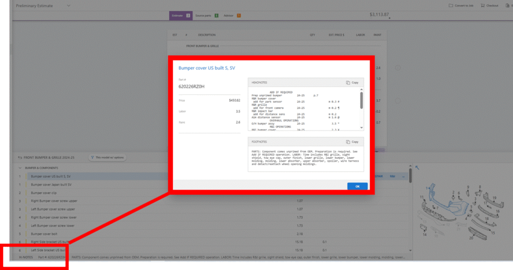 Estimate Tip - CCC ONE Web – H-NOTES | The DEG